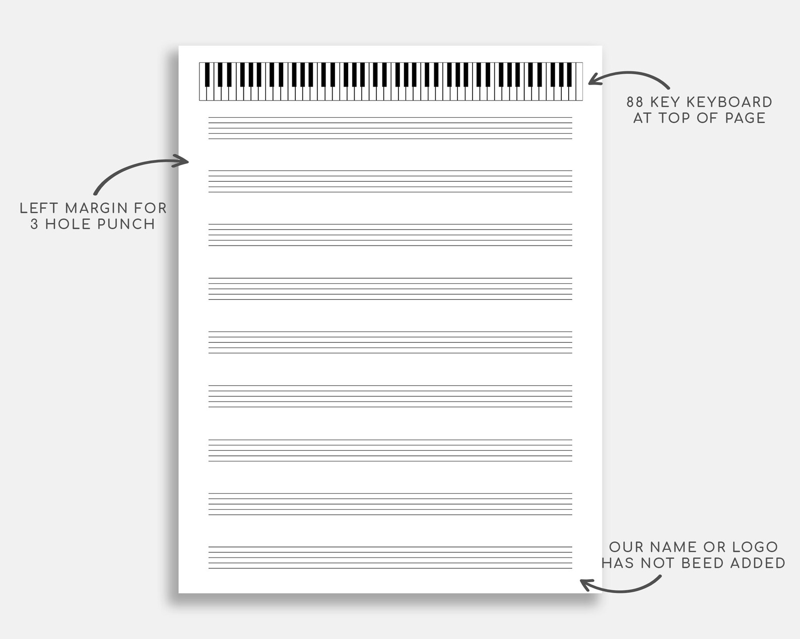 Printable Sheet Music With Piano for Letter/a4. Blank Sheet - Etsy