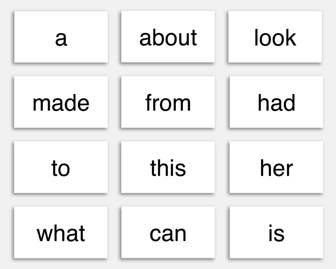 100 Sight Words Printable Flash Card. Preschool Sight Words. - Etsy