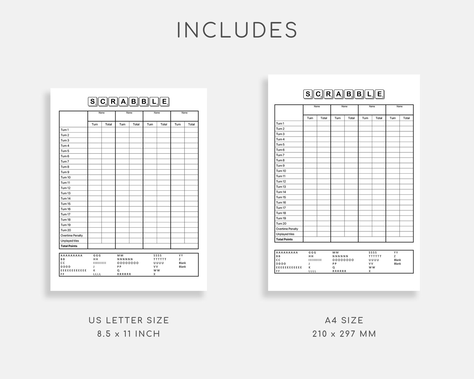Scrabble Score Card. Printable Scrabble Score Sheet. Scrabble | Etsy ...