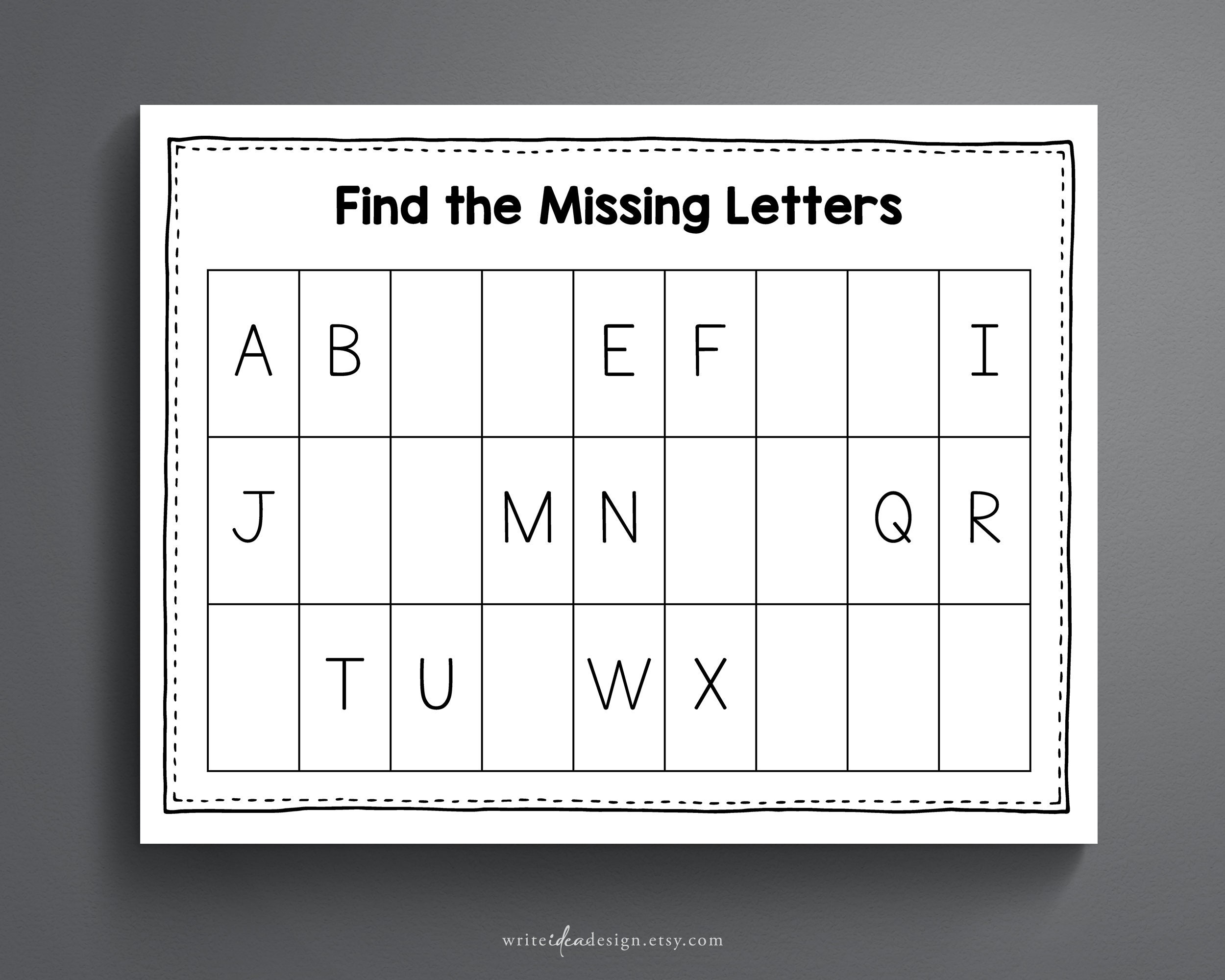 Alphabet Worksheet: Find the Missing Letter Activity (PDF) - Etsy