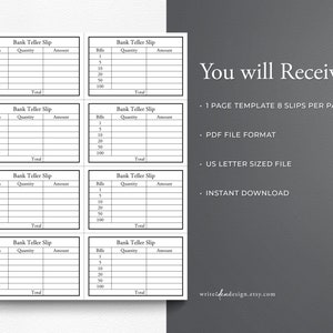 Bank Teller Slip Printable (PDF) - Etsy