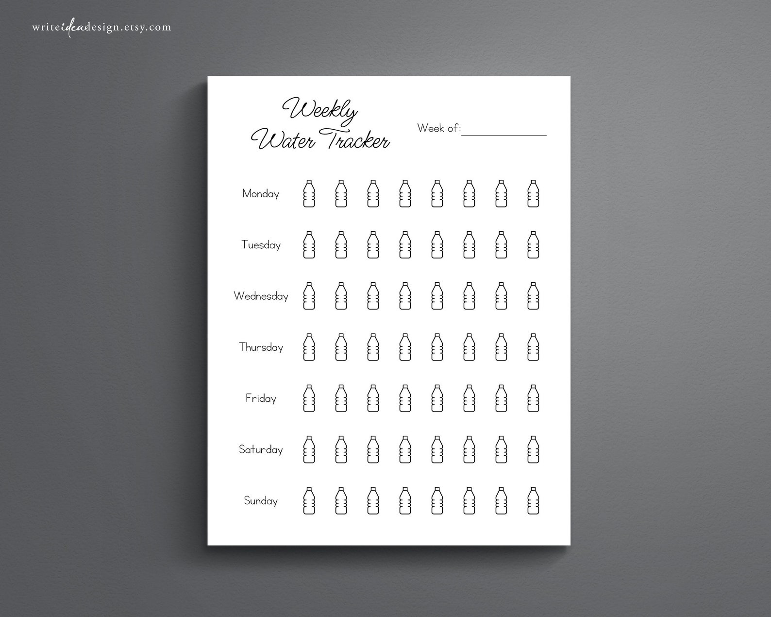 Weekly Water Tracker. Water Log. Weekly Water Challenge. - Etsy