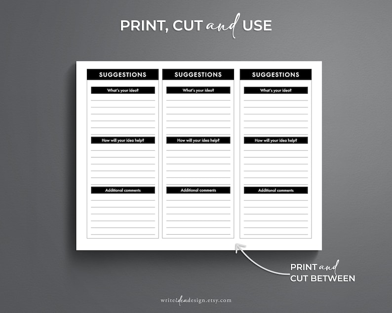 Printable Employee Suggestion Card. Suggestion Form. Employee - Etsy