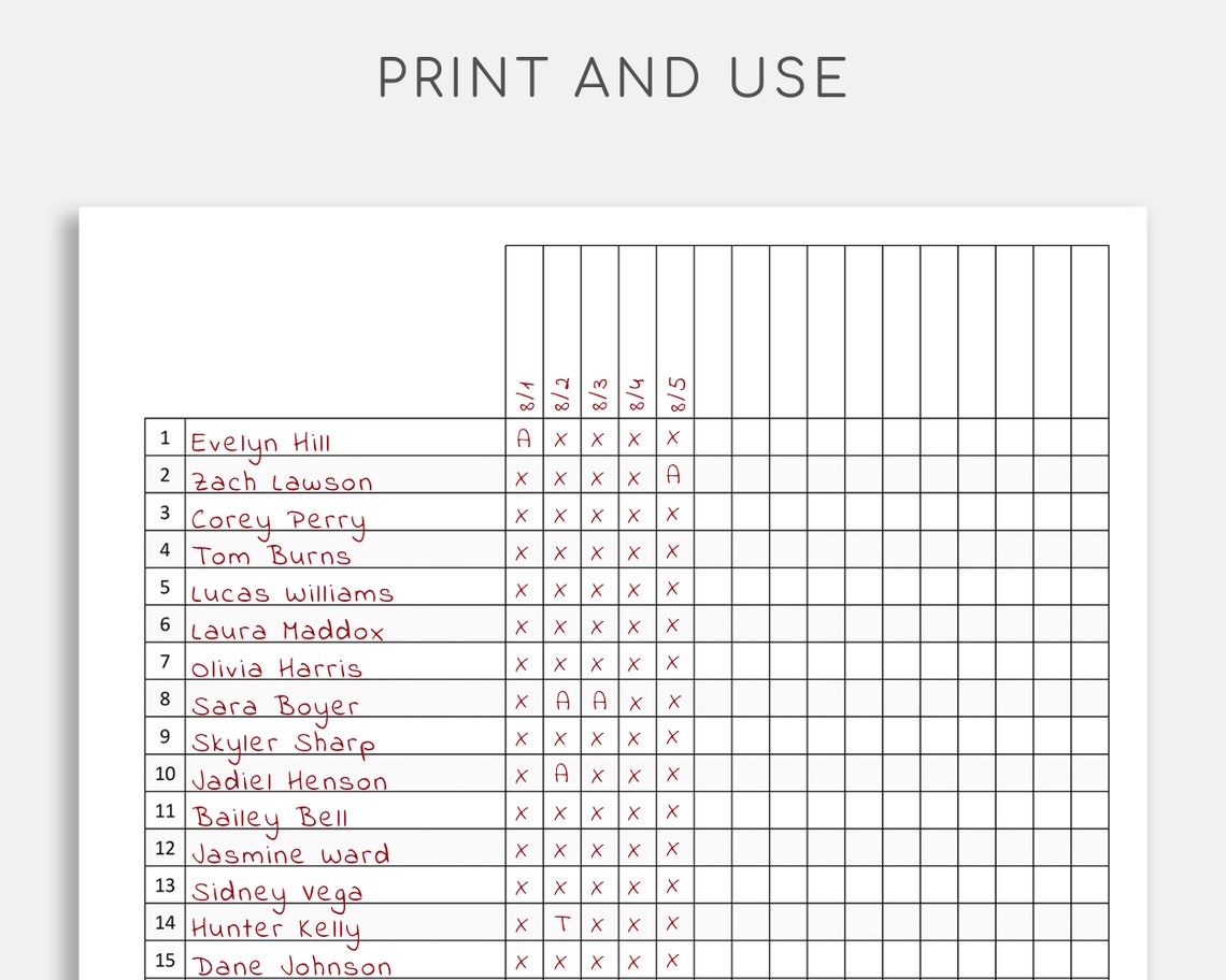 Printable Class Record and Checklist. Class Gradebook. Teacher - Etsy