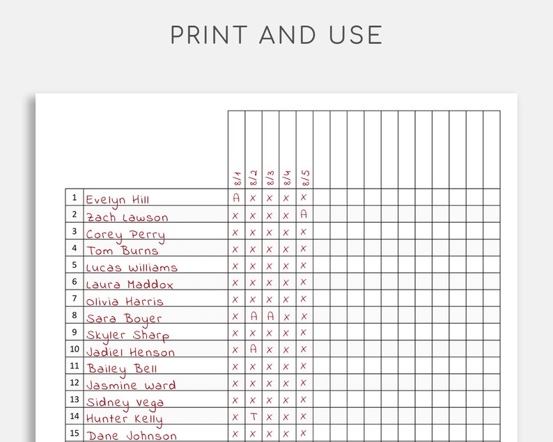 Printable Class Record and Checklist. Class Gradebook. Teacher - Etsy