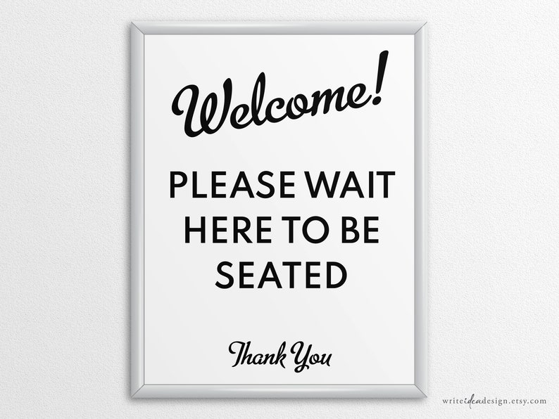 Printable Wait Here to Be Seated Sign: Restaurant Decor (PNG/PDF) - Etsy