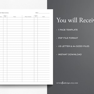 Printable Table Reservation List. Restaurant Table Reservation Form ...