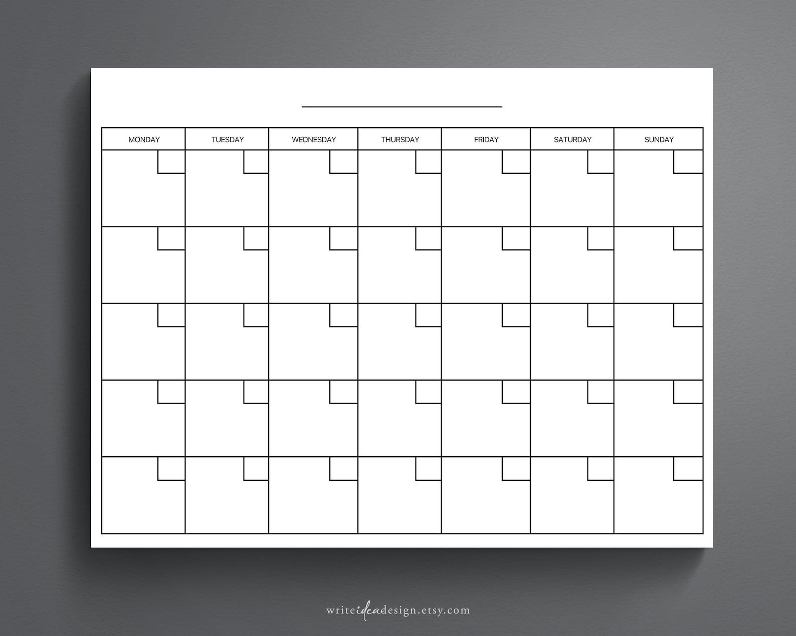 Blank Monthly Calendar. Printable Calendar. Digital Calendar PDF. Print ...