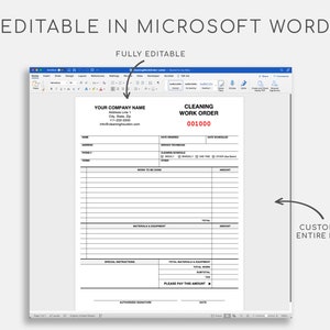 Cleaning Work Order. Pdf/google Docs/microsoft Word. Cleaning - Etsy
