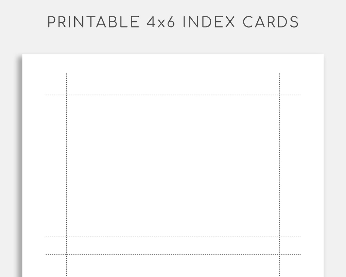 Printable 4x6 Index Card. Printable Note Cards. Printable - Etsy