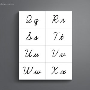 Cursive Alphabet Printable Flash Cards. Learn Cursive. Cursive Letters ...