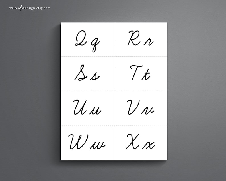 Cursive Alphabet Printable Flash Cards. Learn Cursive. Cursive Letters ...