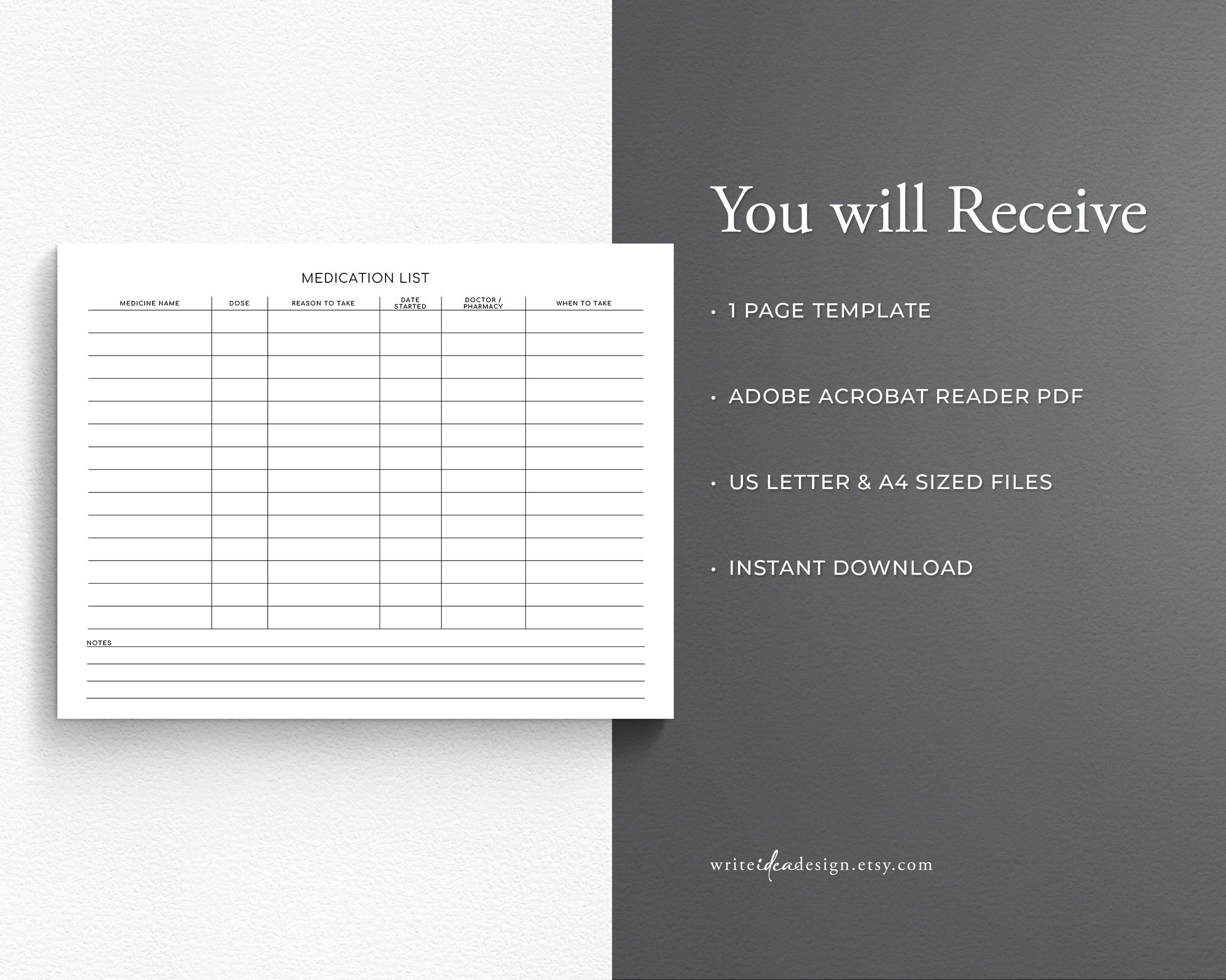 Medication List and Medication Log. Medication Tracker. Medication ...