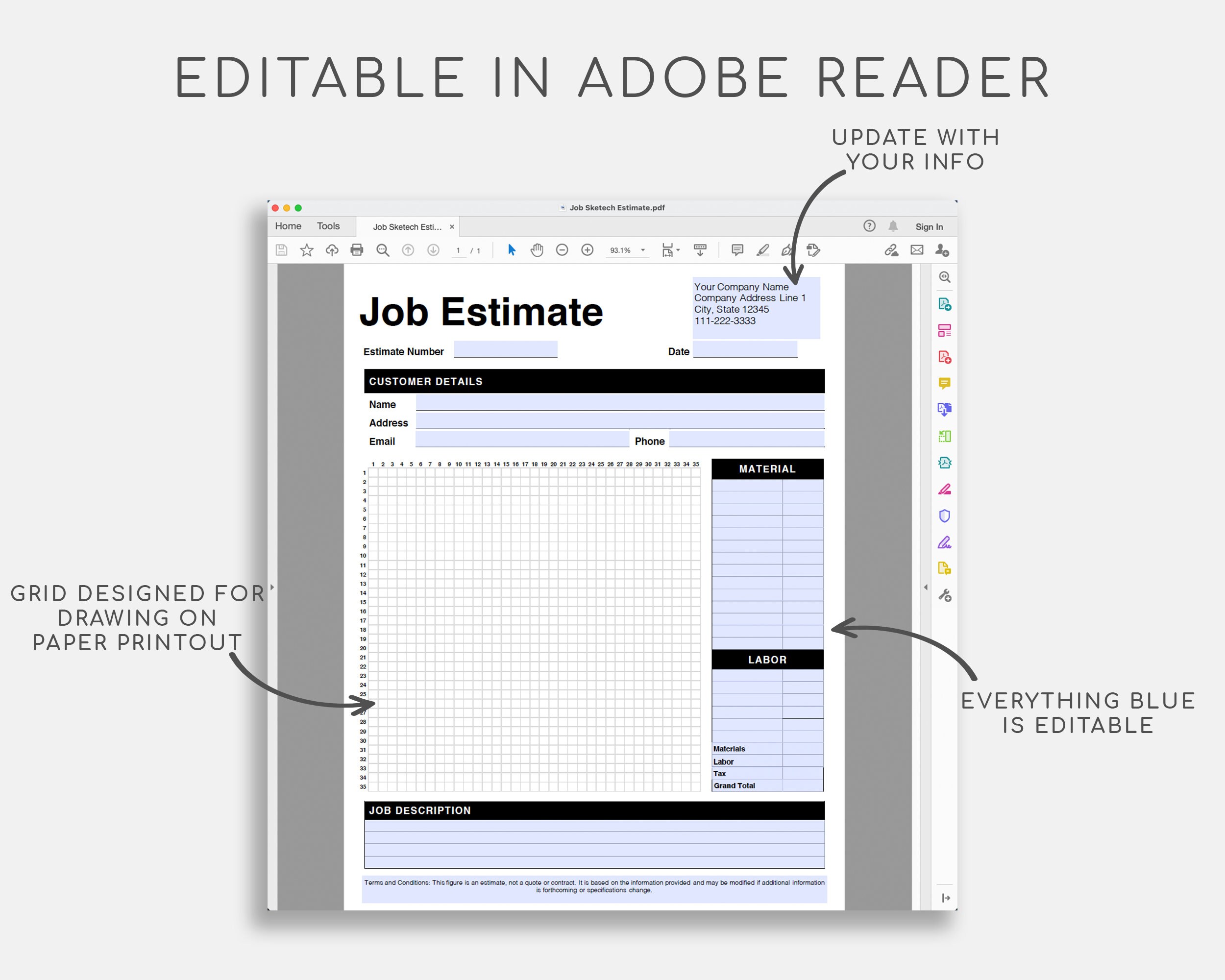 Job Sketch Estimate Form Editable Estimate Template - Etsy