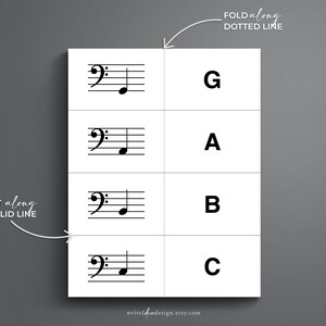 Printable Music Note Flash Cards. Bass Clef. Learning to Read - Etsy