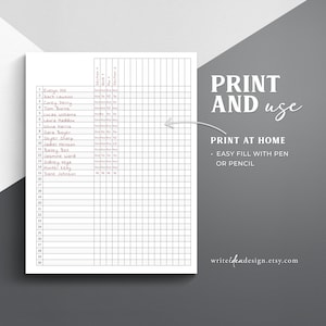 Printable Class Record and Checklist. Class Gradebook. Teacher ...