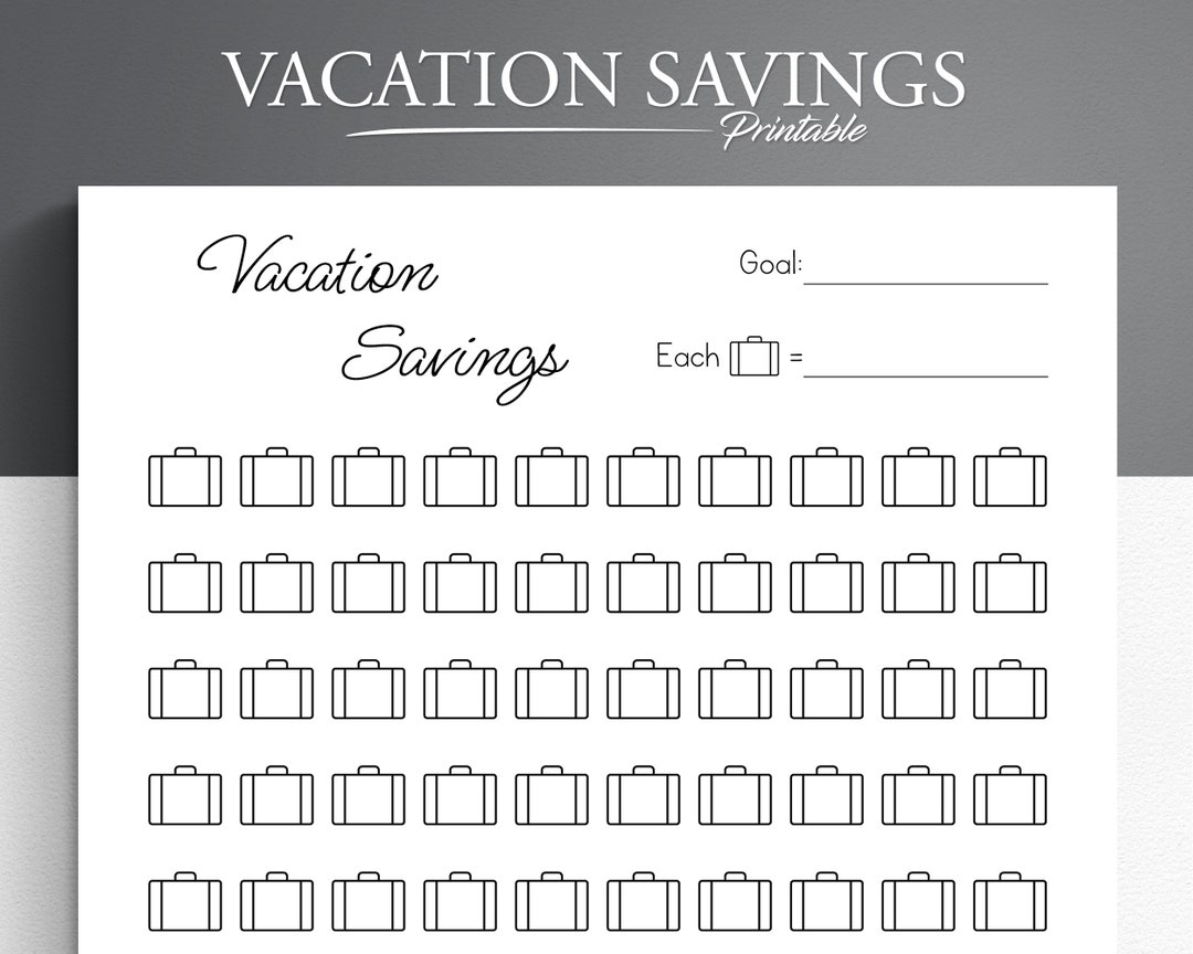 Vacation Savings Tracker. Vacation Saving Challenge. Savings Printable ...