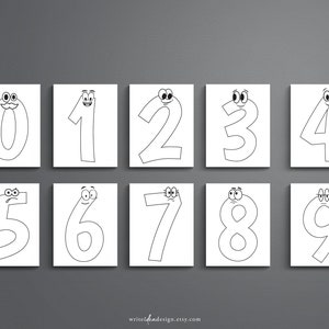 Printable Numbers 0 to 9 Coloring Pages With Fun Faces | Kids Learning ...