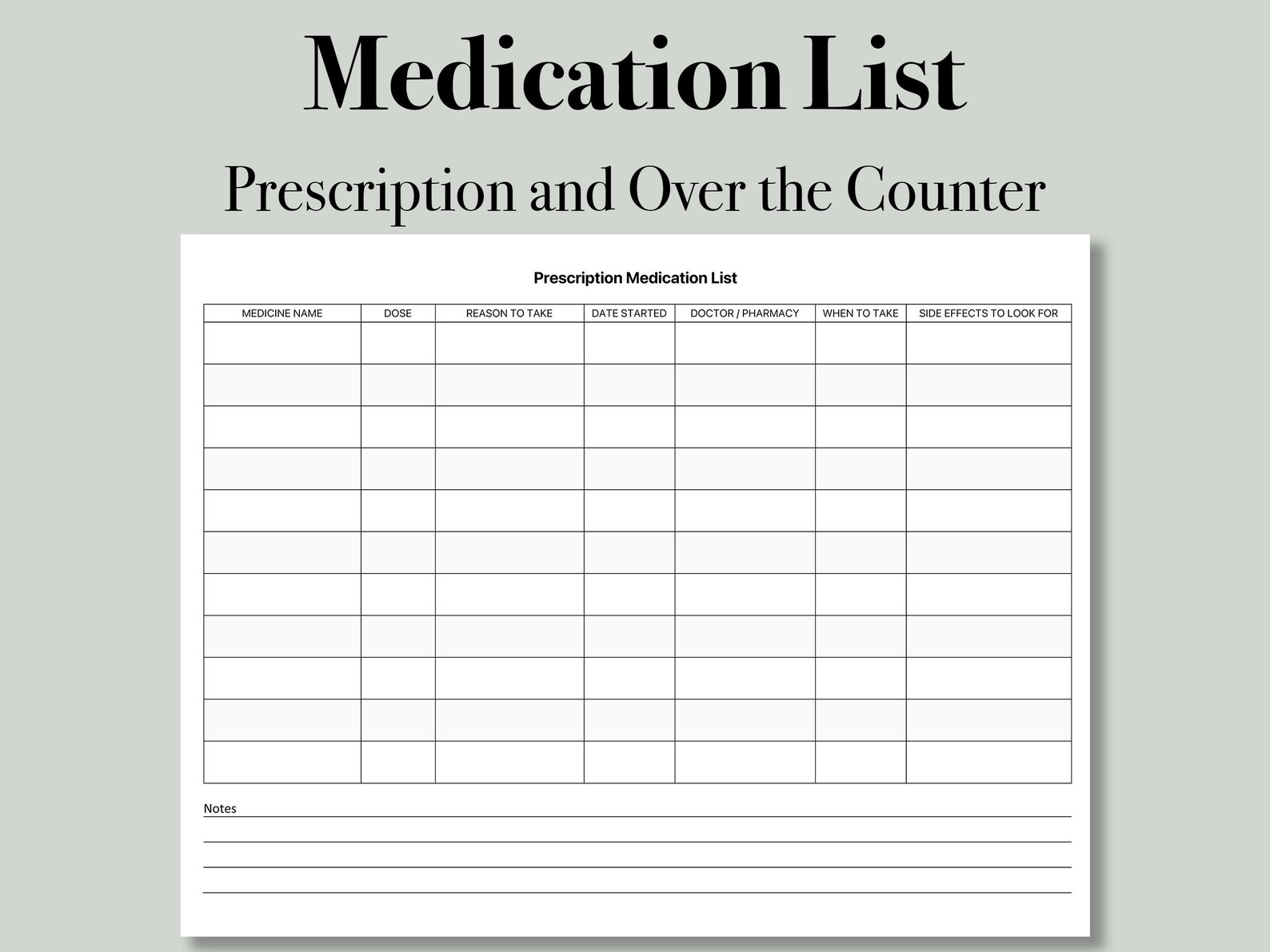 Medication List and Medication Log. Medication Tracker. | Etsy