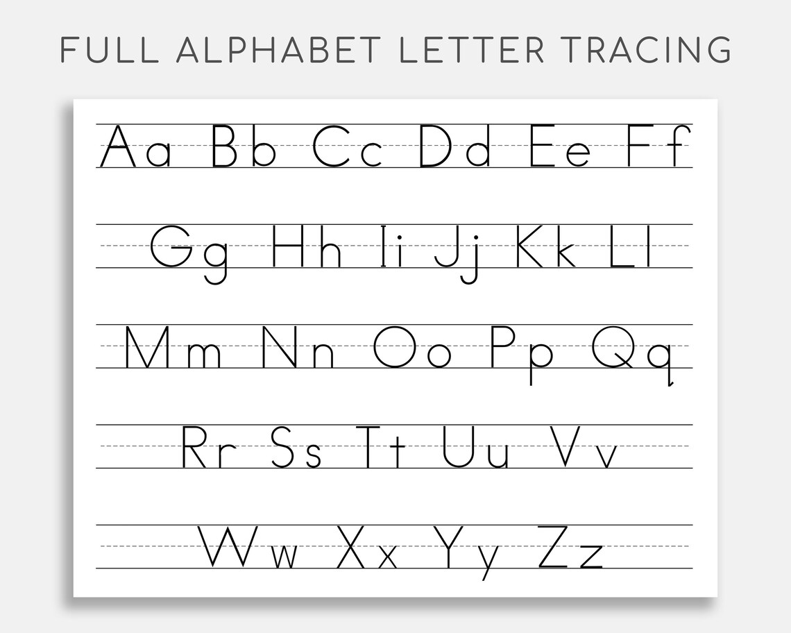 Alphabet Tracing Worksheet. Printable Trace the Alphabet. - Etsy