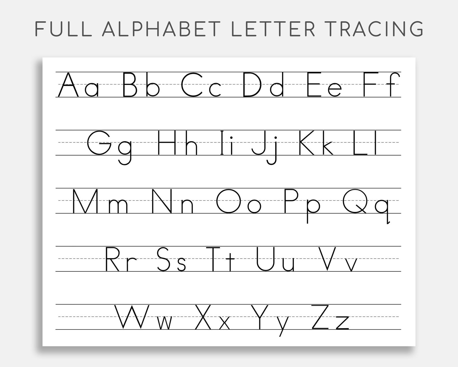 Alphabet Tracing Worksheet. Printable Trace the Alphabet. - Etsy
