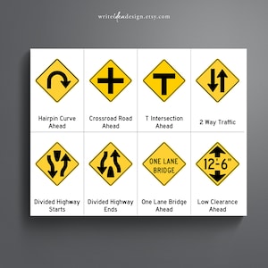 Printable Road Sign Flash Cards. Set of 80. Traffic Sign Flash Cards ...