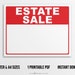 Printable Estate Sale Sign US Letter and A4 Sizes, Instant Download PDF ...
