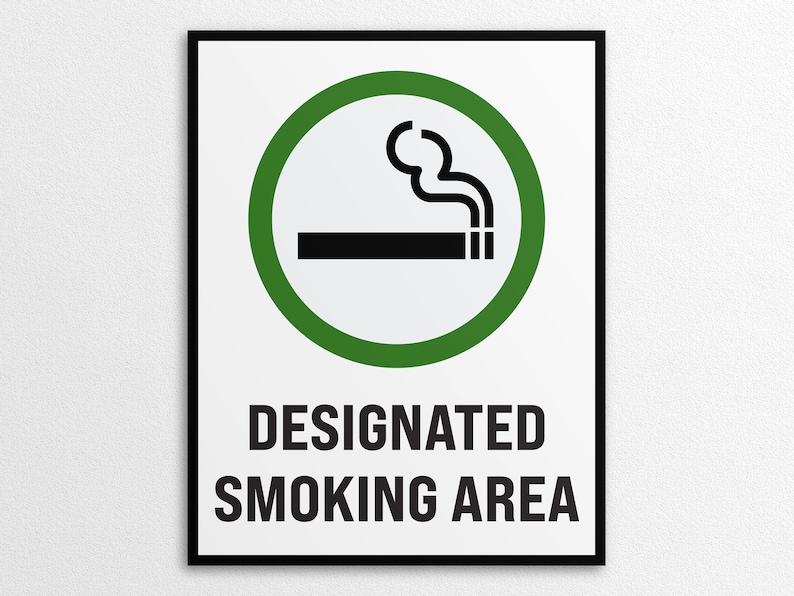 Printable Designated Smoking Area Sign in US Letter and A4 - Etsy Canada