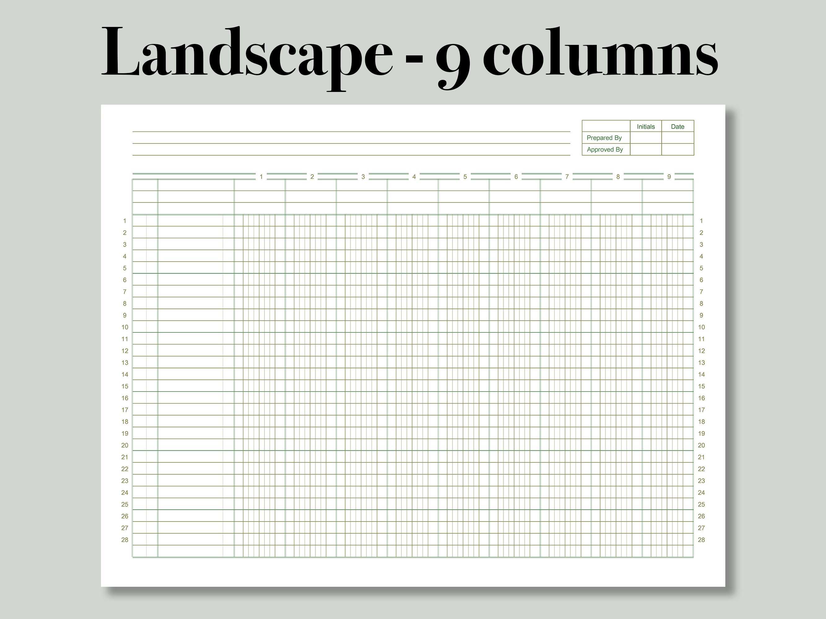 Printable Columnar Paper. Accounting Ledger. Digital Ledger | Etsy Canada
