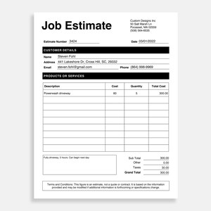 Job Estimate. Pdf/google Docs/microsoft Word. Contractor - Etsy