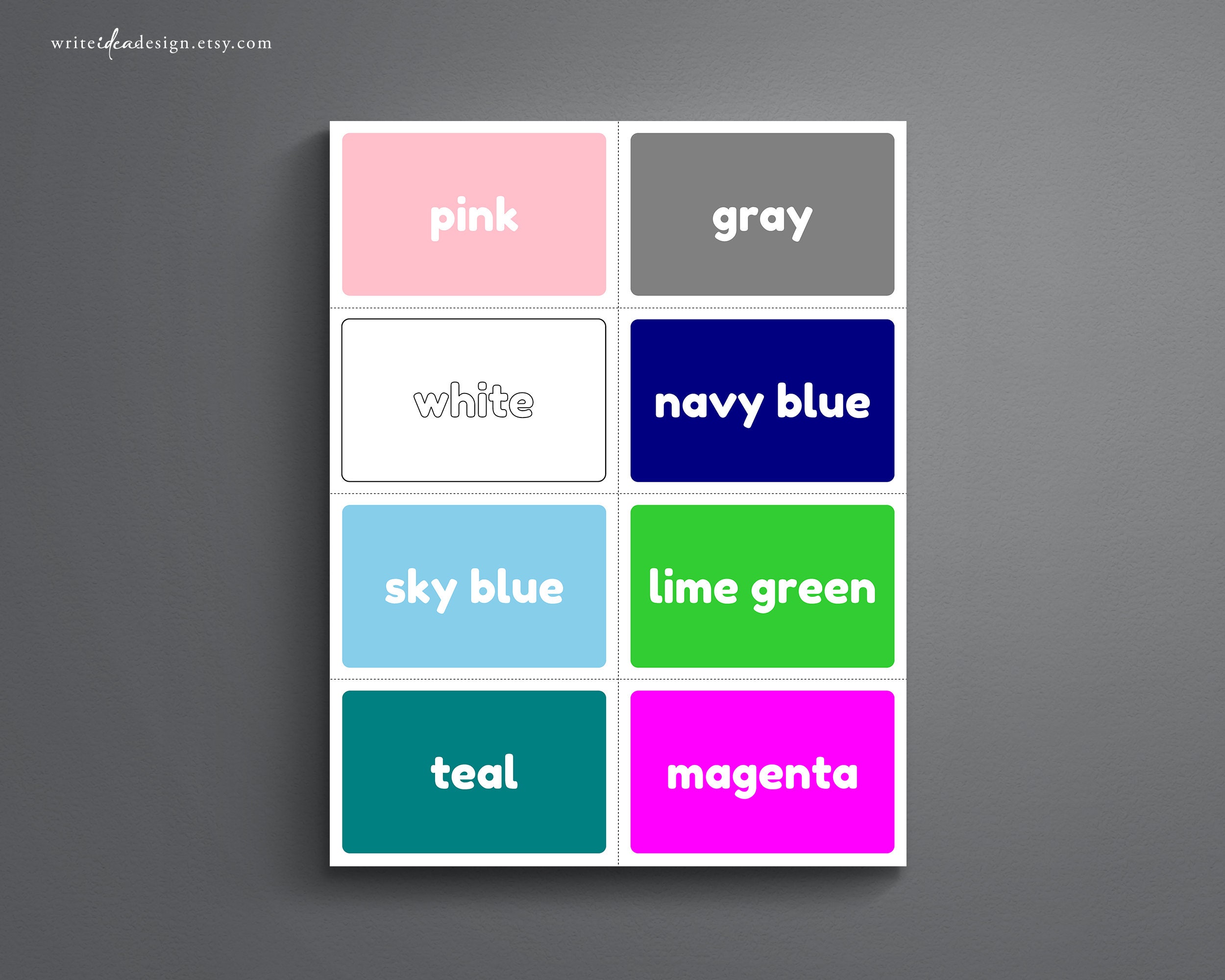 Printable Color Flash Cards. Printable Color Name Flash Cards. - Etsy ...