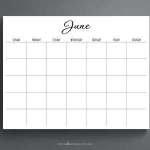 Blank Monthly Calendar Printable: A4 & Letter Size (digital Download ...