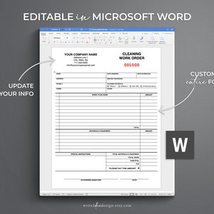 Cleaning Work Order. Pdf/google Docs/microsoft Word. Cleaning Service ...