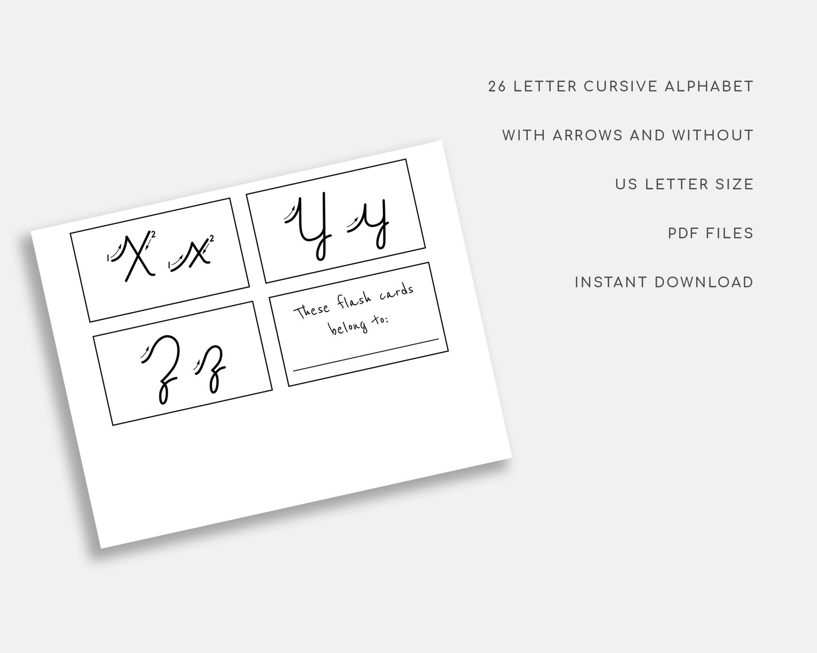 Cursive Alphabet Printable Flash Cards. Learn Cursive. Cursive | Etsy