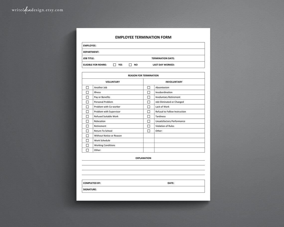 Employee Termination Form Template: HR Offboarding (word, Google Docs ...