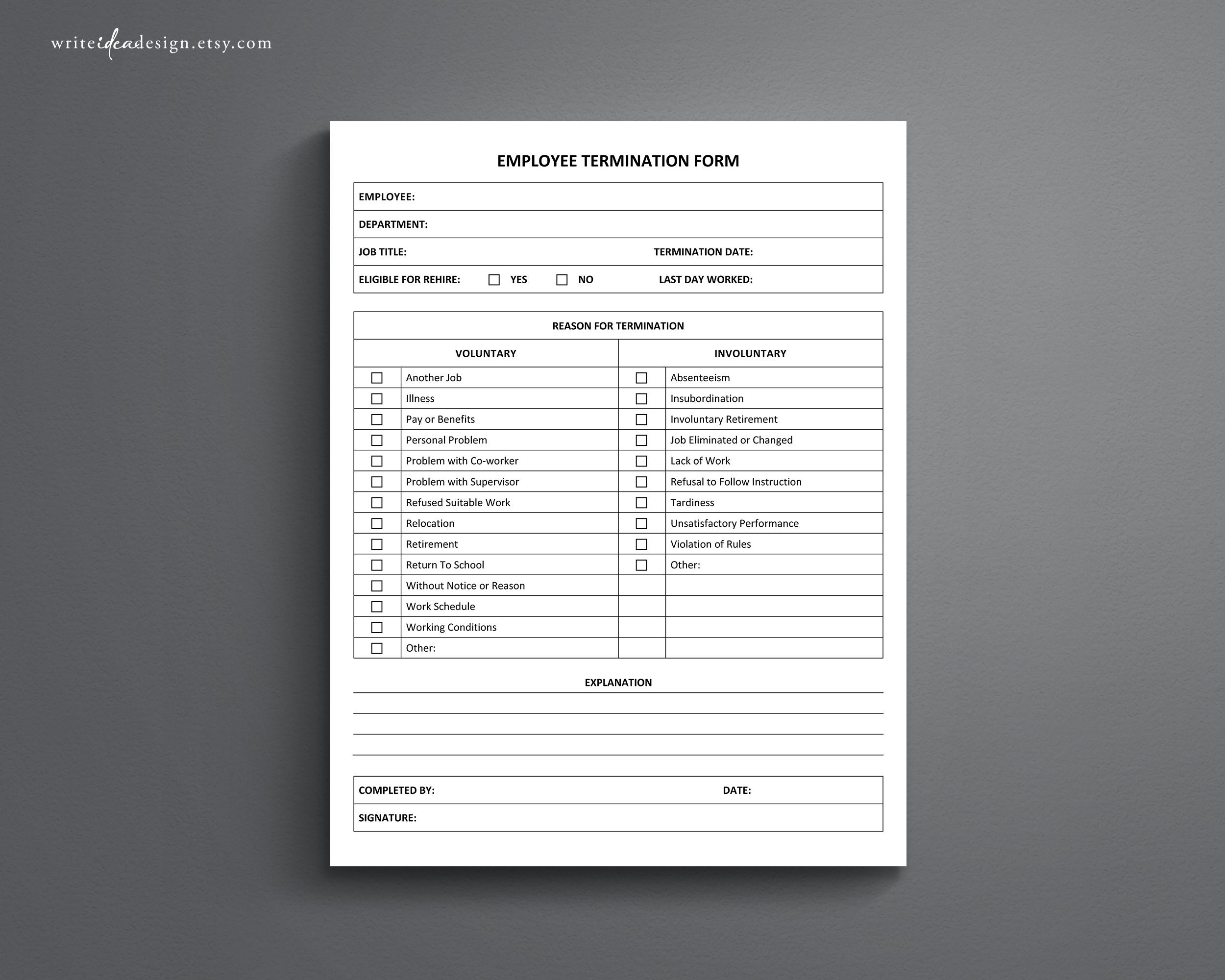 Employee Termination Form Template: HR Offboarding (word, Google Docs ...