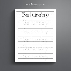 Printable Days of the Week Tracing Worksheets. Kids Handwriting ...