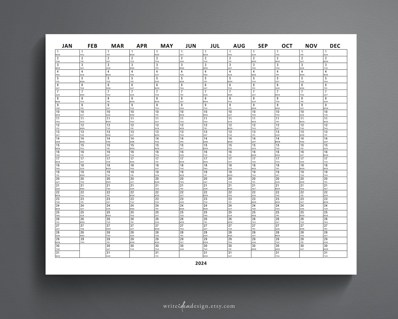 2023 & 2024 Year Planner on 1 Page. Yearly Planner. 365 Day - Etsy ...