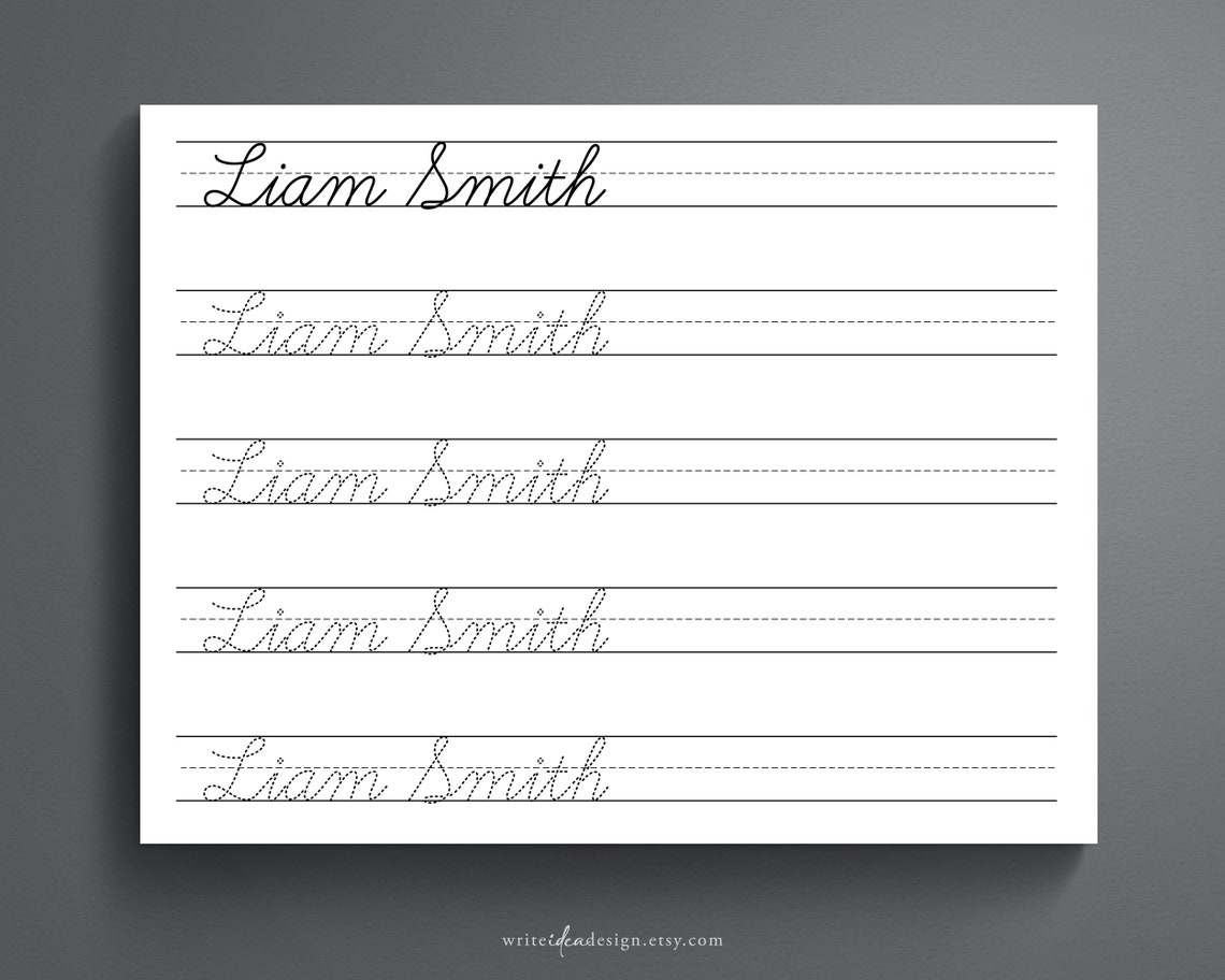 Personalized Cursive Name Tracing Sheet. Cursive Name Writing. Cursive ...