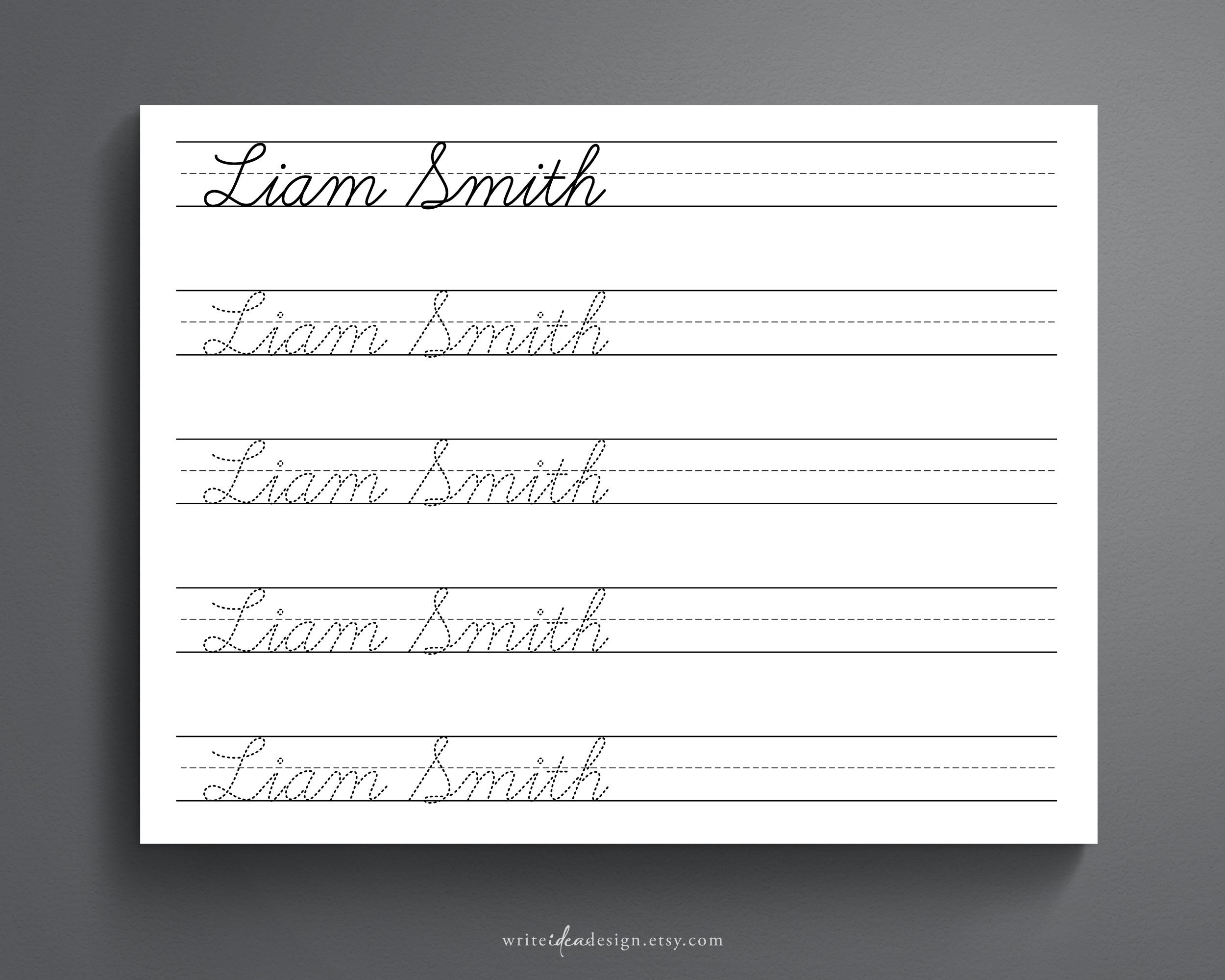 Personalized Cursive Name Tracing Sheet. Cursive Name Writing. - Etsy ...