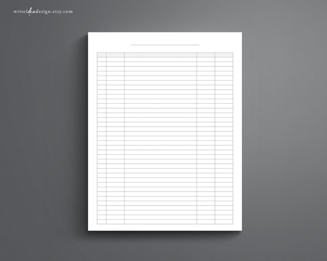 Printable Transaction Log. Transaction Logbook. Transaction - Etsy