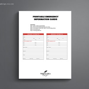 Printable Emergency Information Cards. Medical Alert ID. Medical Alert ...