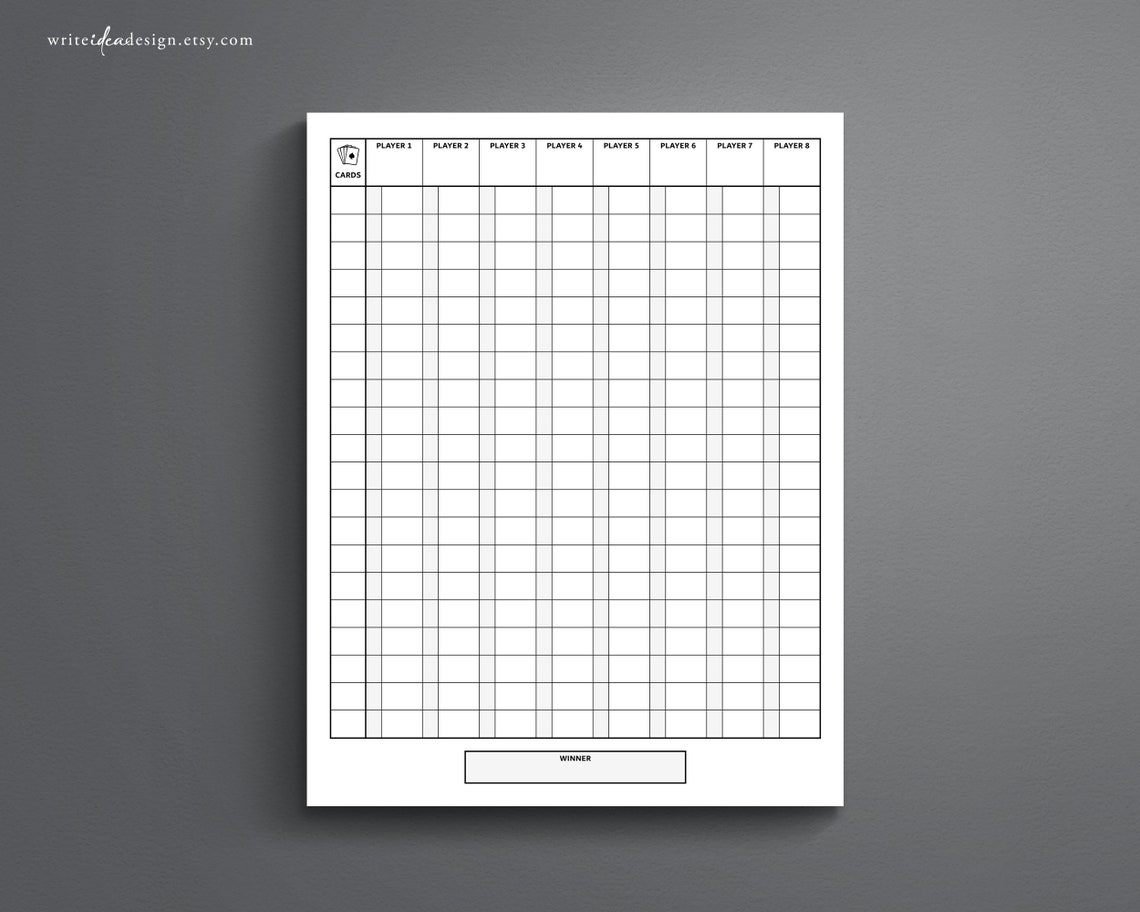 Printable Oh Hell Score Sheet: US Letter & A4 (PDF) - Etsy