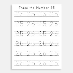 Number Tracing. 1-25 Tracing. Handwriting Practice. Learn to - Etsy