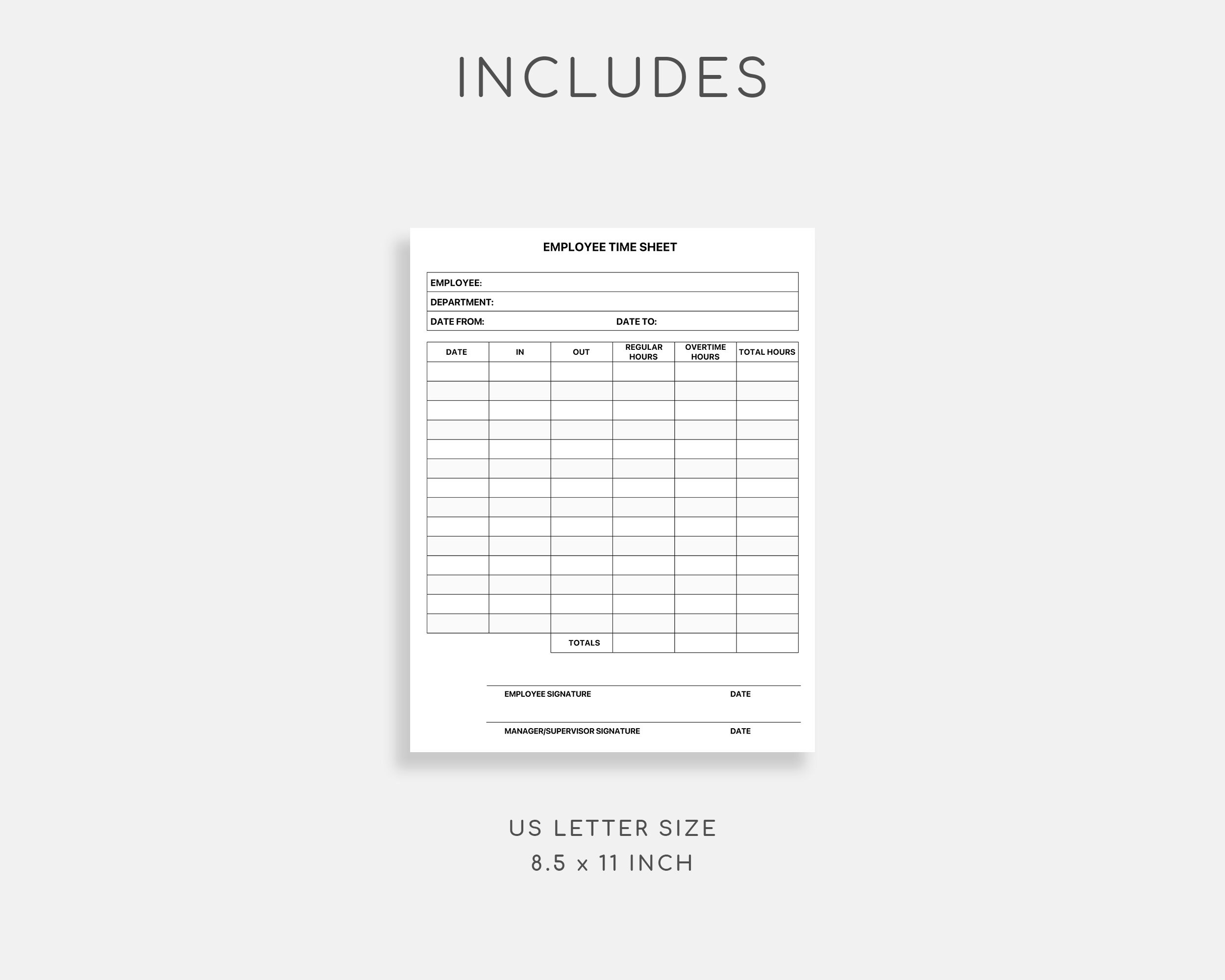 Employee Timesheet. Editable Timesheet. Printable Timesheet. | Etsy