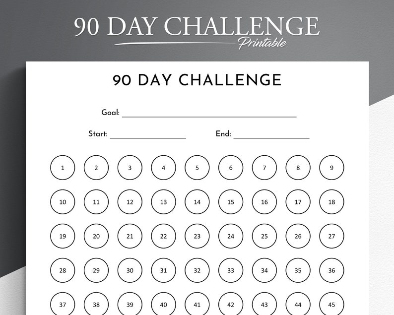 90 Day Challenge Printable. 90 Day Goal Tracker. Habit - Etsy