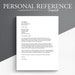 Personal Reference Letter Template. Google Docs/microsoft Word. Letter ...