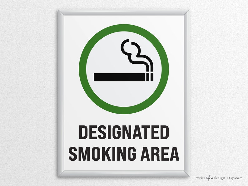 Printable Designated Smoking Area Sign in US Letter and A4 - Etsy