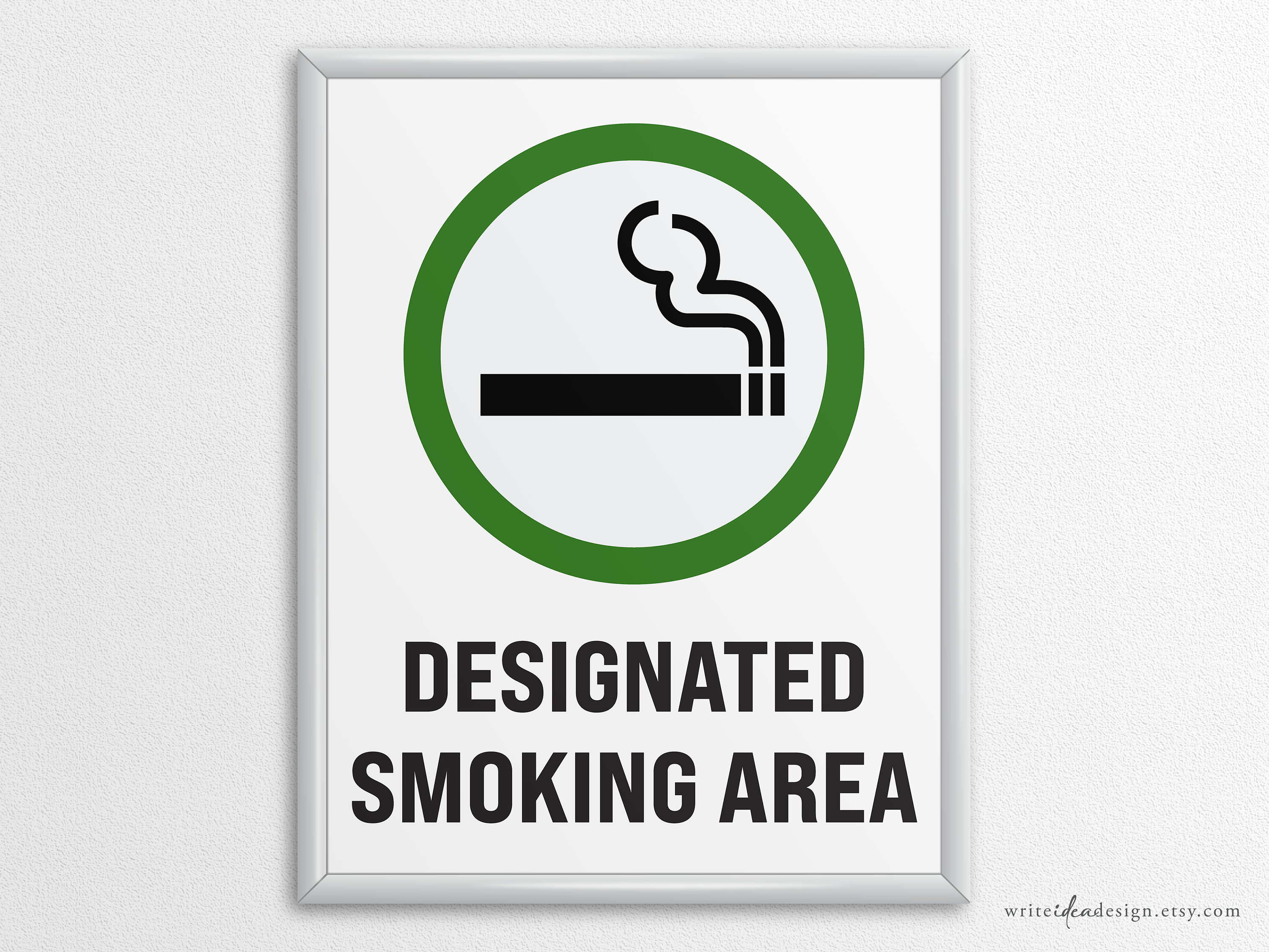 Printable Designated Smoking Area Sign in US Letter and A4 - Etsy