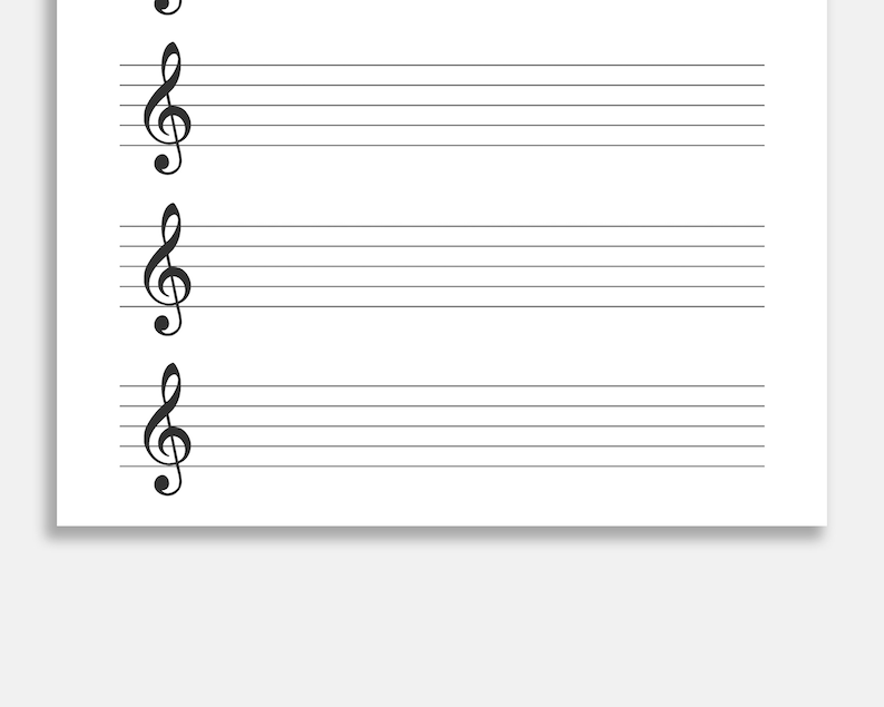 Kids Printable Treble Clef Sheet Music for Letter/a4. Blank - Etsy